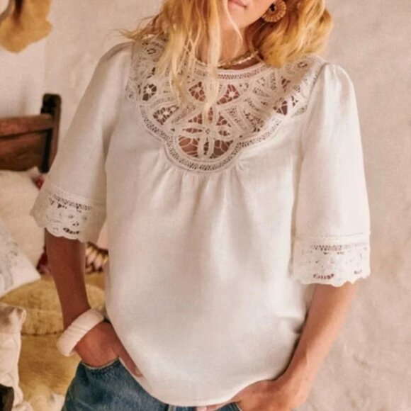 Sezane | Tops | Sezane Milano Blouse Ecru Size 4 | Poshmark